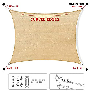 SHADESPEARE 16' x 20' Gray Rectangle Sun Shade Sail Canopy Durable Fabric UV Block Awning Custom