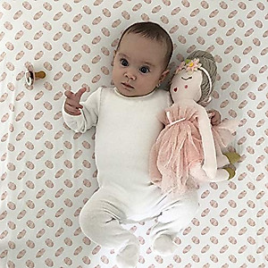 Adrienne Vittadini Bambini Jersey Cotton Standard Crib Sheets 2 Pack Watercolor Floral & Ovals, Pink