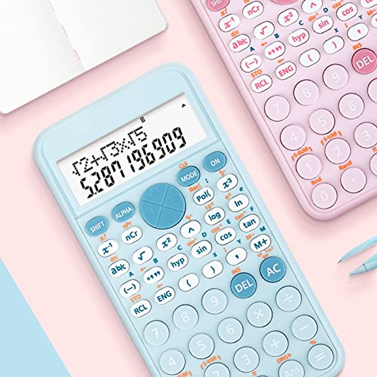 Altsuceser 2 Line Electronic Scientific Calculator 240 Functions Arithmetic Calculator Large Display Math Calculator for Student Teacher Classroom High School College School Business Offices Blue