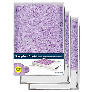 PetSafe ScoopFree Crystal Cat Litter Tray Refills – Lavender Scent, 3-Pack – Disposable Tray – Includes Leak Protection & Low Tracking Litter – Absorbs Odors on Contact