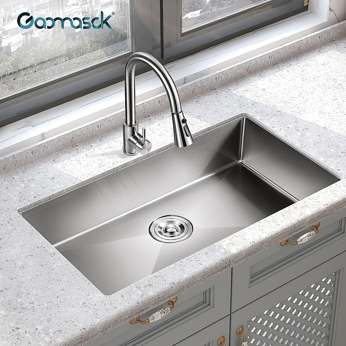 Gaomasck Nano Kitchen Sink,30 Inch Undermount Sink,Single Bowl Kitchen Sink,16 Gauge Stainless Steel Sink,Standard High-end Handmade For Kitchen Sink,2 Item Kitchen Sink Set