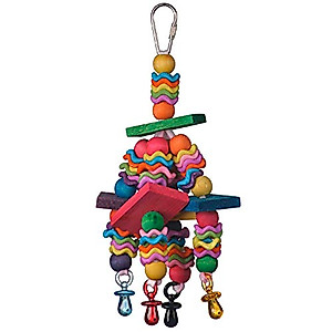 Super Bird Creations SB736 Wiggles and Wafers Bird Toy, Medium Bird Size, 3” x 5” x 9”