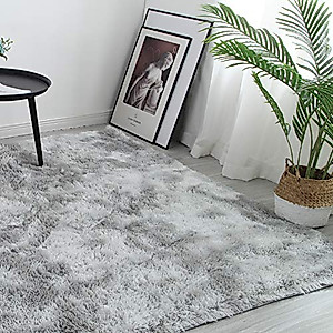 5x8 Light Grey Area Rugs Modern Home Decorate Soft Fluffy Carpets for Living Room Bedroom Kids Room Fuzzy Plush Non-Slip Floor Area Rug Fluffy Indoor Carpet
