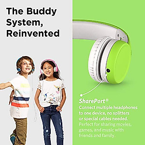 LilGadgets Connect+ Kids Headphones Wired with Microphone, Volume Limiting for Safe Listening, Adjustable Headband, Cushioned Earpads for Comfort, School Headphones for Kids, Green