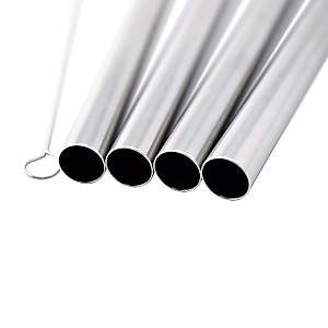 4 SUPER WIDE Boba Stainless Steel 9.5" Long x 1/2" Wide Drink Straw Smoothie Thick Milkshake -CocoStraw Brand