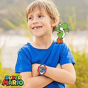 Accutime Super Mario Kids Digital Watch with Yoshi, LED Light Show, Soft Silicone Strap, Durable Kid-Friendly Design, Fun Time-Telling for Boys and Girls