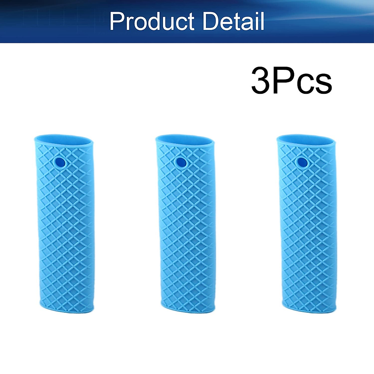Yinpecly 3Pcs Silicone Hot Handle Holder Rubber Pot Sleeve Heat Resistant Kitchen Potholders for Cast Iron Pans, Metal Frying Pans, Skillets, Griddles, Blue
