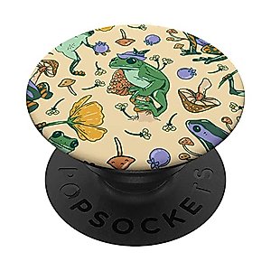 Cute Cottagecore Frog and Mushroom Vintage Frog Pattern PopSockets Swappable PopGrip