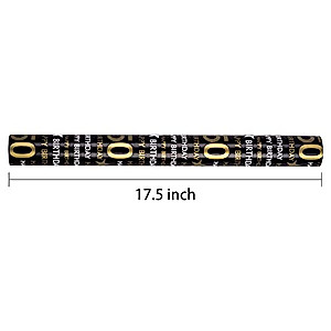 RUSPEPA Reversible Wrapping Paper Roll - 50 Years Old Birthday Black and Gold Pattern Great for Birthday, Party, Baby Shower - 17.5 Inches X 32.8 Feet
