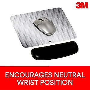 3M Gel Wrist Rest for Mouse, Soothing Gel Comfort with Durable, Easy to Clean Leatherette Cover, Antimicrobial Product Protection, 6.9", Black (WR305LE)