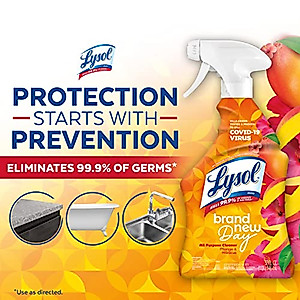 Lysol All-Purpose Cleaner, Sanitizing and Disinfecting Spray, To Clean and Deodorize, Mango & Hibiscus Scent, 32oz