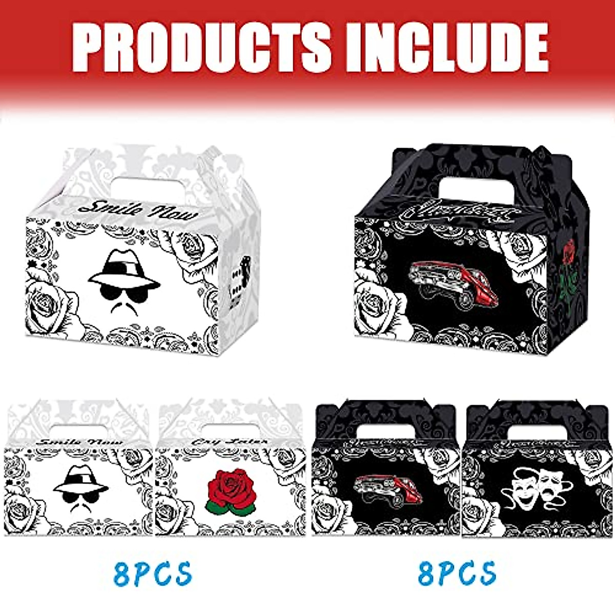 16pcs Cholo Lowrider Party Bags for Early 2000s Old School Theme Birthday Party Supplies Gift Goody Treat Candy Boxes Girls Cholo Lowrider Birthday Decorations