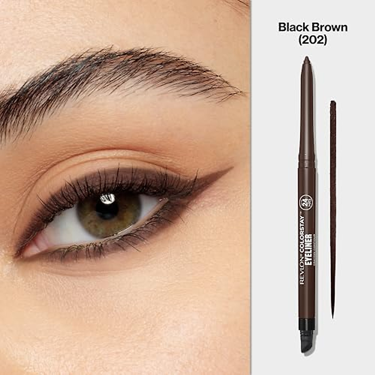 Revlon ColorStay Pencil Eyeliner with Built-in Sharpener, Waterproof, Smudgeproof, Longwearing Eye Makeup with Ultra-Fine Tip, Black Brown, 0.01 oz