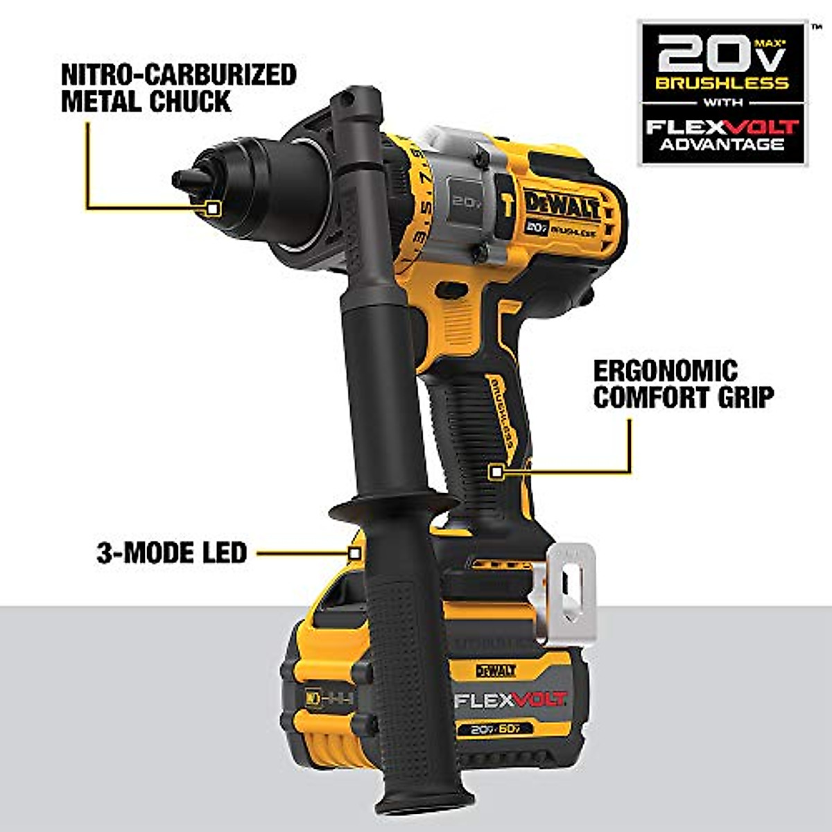 DEWALT FLEXVOLT ADVANTAGE 20V MAX* Combo Kit with Hammer Drill & Impact Driver, 6.0-Ah, 2-Tool (DCK2100D1T1)