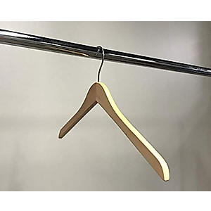 NAHANCO 8117CHNONOTCH20 17" Flat Wood Hanger, Chrome Hook, Natural (Pack of 20)