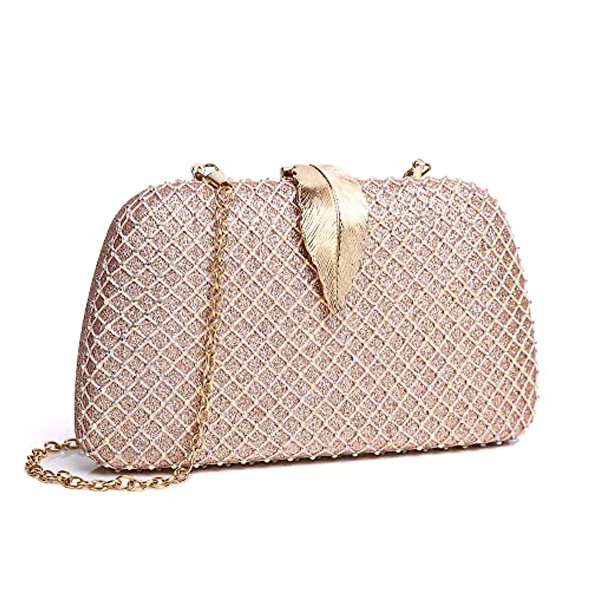 Colored diamonds clutch purses for women evening bags wedding handbags evening clutch purse, birthday gift (Champagne pink-3)