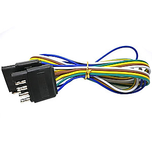 CARROFIX 5 Way Flat Trailer Wire Extension, 48" 5-Pin Trailer Wiring Connector, Vehicle-Side and Trailer-Side