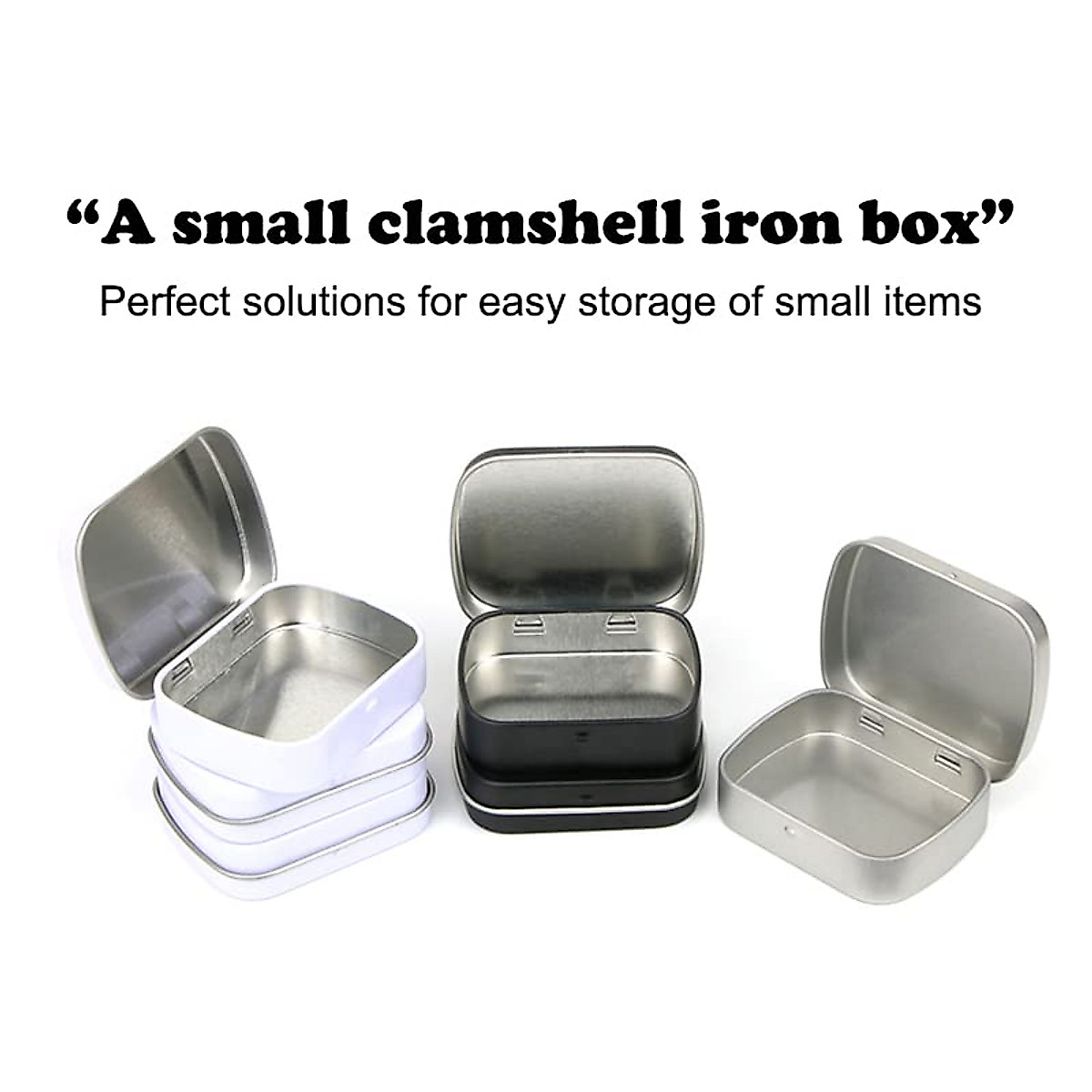 AKOAK 3 Pcs 2.4 x 1.7 x 0.6 Inches Rectangular Empty Hinged Tins Box Containers for First Aid Kit,Survival Kits,Storage,Herbs,Pills,Crafts and More (Silver)