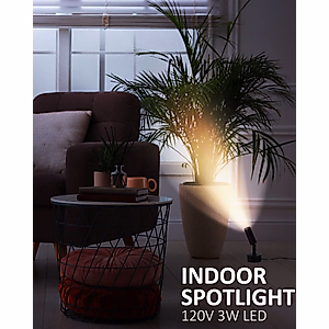 Fabbay 4 Pcs Spot Lights Indoor LED Spotlight Multi Purpose Indoor Plant Lights Portable Uplights Warm Accent Light 3W 3000K Warm Spotlight Lamp for Table Wall Decoration, Black