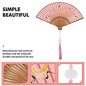 RAZZUM Retro Style Silk Fan Folderable Fan Chinese Style Fan Wall Decoration Costume Collocation Large Wall Decor Fan