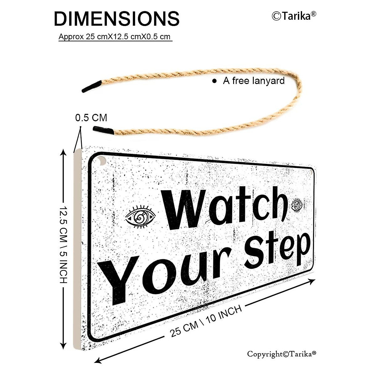 Watch Your Step 12.5X25 CM Retro Look wood Decoration Art Hanging Sign for Home Kitchen Bathroom Farm Garden Garage Inspirational Quotes Wall Decor