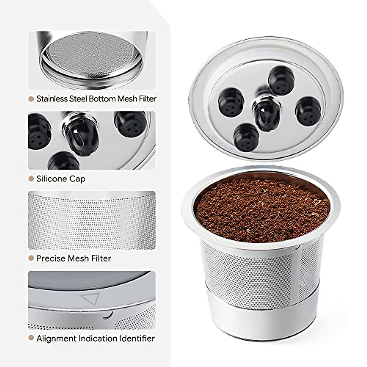 Stainless Steel Reusable K Cup For Keurig K Supreme & K Supreme Plus, BENFUCHEN Refillable K-Cups Five Holes Reusable Steel Coffee Filter Pods For K eurig K Supreme Plus Coffee Maker, 2 Pack