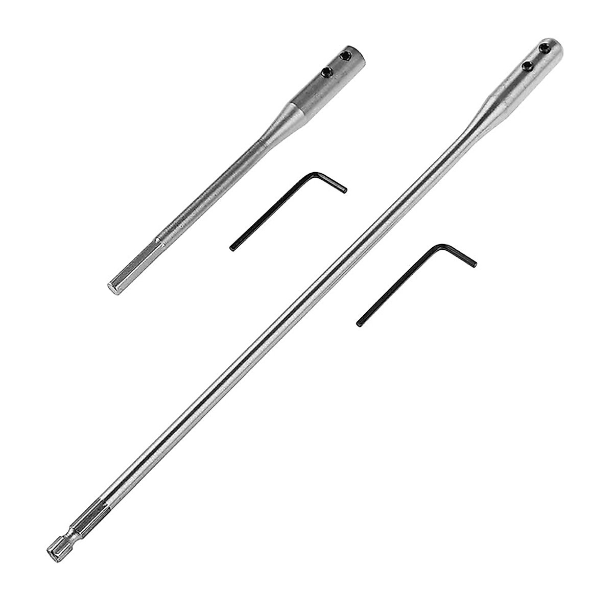 4PCS Drill Bit Extension Set, 1/4 Hex Shank Quick Change Spade Drill Bit Extension 6" and 12" Wood Spade Drill Bit Extension with 2 Keys Spade Bit Extension Set