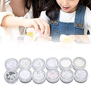 Craft Glitter Sequin, High Flash Glitter Sequins Set for Homemade Cards (White)