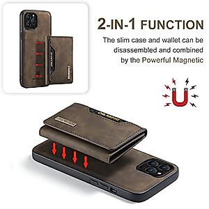 SZHAIYU Leather Wallet Phone Cases Compatible with iPhone 14 Pro Max Case with Card Holder Men 6.7'' 2 in 1 Detachable Back Cover (Coffee,IP 14 Pro Max)