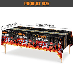 3 Pack Plastic Fire Truck Tablecloths Firefighter Party Tablecloth Fireman Happy Birthday Table Cover Fire Truck Birthday Party Supplies for Firefighting Theme Party School Activity, 54 x 108 Inch