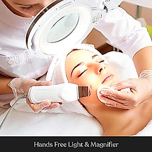 Brightech LightView Pro Magnifying Glass with Light and Stand, Magnifying Floor Lamp with a 6-Wheel Rolling Base for Facials, Lash Estheticians, Dimmable LED Work Light for Sewing, Crafts