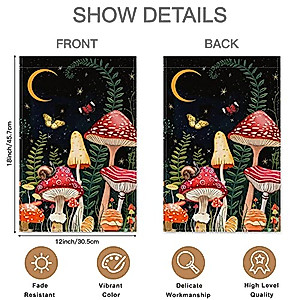 Mushroom Garden Flag 12x18 inch Double Sided Mushroom Decor Yard Flag for Outside Farmhouse Porch Decorations