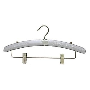 NAHANCO 4720441 Ivory-Silver Satin Padded Hangers with Clips (Pack of 100)