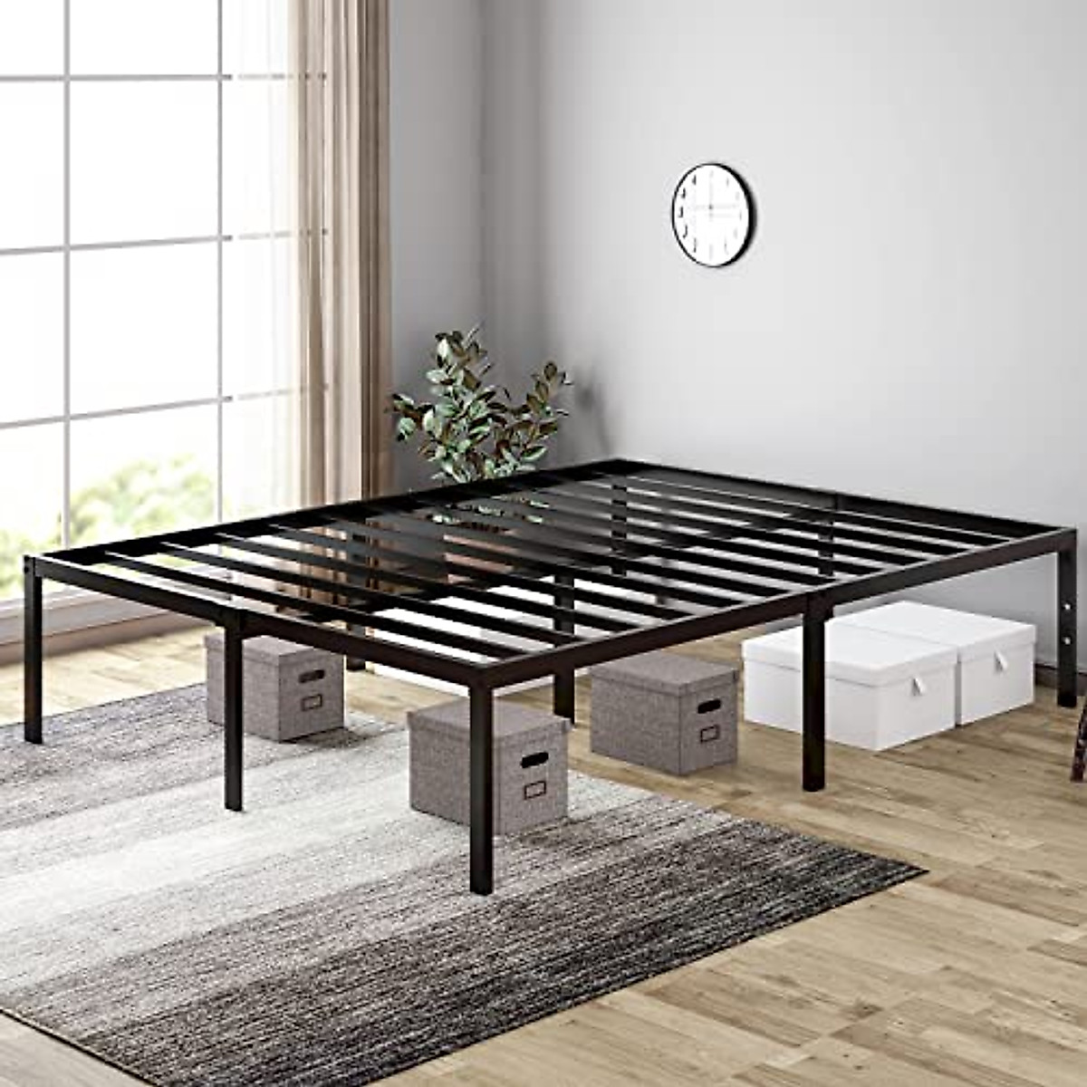 SHA CERLIN Full Size Sturdy Metal Bed Frame, Heavy Duty Platform Bed Frame No Box Spring Needed, Slots for Headboard Attachment, Easy Assembly, Mattress Foundation, No Noise, Non-Slip Design
