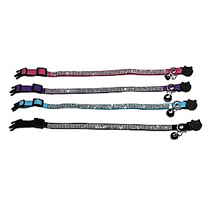 WDPAWS Rhinestones Cat Collars Adjustable Bling Pet Collars Cat Collar Breakaway with Bells Soft Velvet Collar Adjustable Safety Cat Collar with Bell for Cats and Small Dogs (Black)