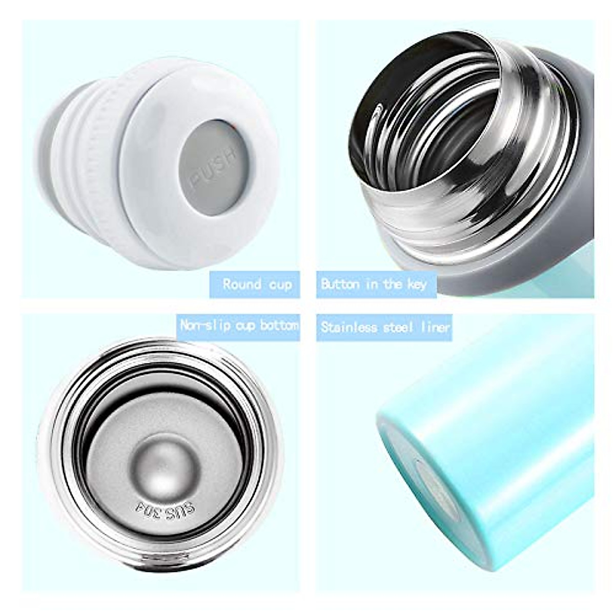 Thermos cup Coffee Thermos Bottle Coffee mugstainless steel cup Vacuum insulated cup Keep Drinks Hot or Cold (Aqua-Blue)