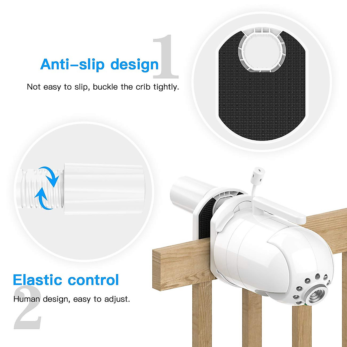 HOLACA Baby Monitor Mount Bracket for Infant Optics DXR-8 Infant Optics DXR-8 Pro Baby Monitor, Compatible with Universal Baby Cradle-No Need Tools