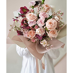 BBJ WRAPS Korean Style Waterproof Floral Wrapping Paper Single Color Bouquet Wrapping Paper Roll for Flowers, 22.8 Inch x 8 Yard, 1 Roll (Beige White)