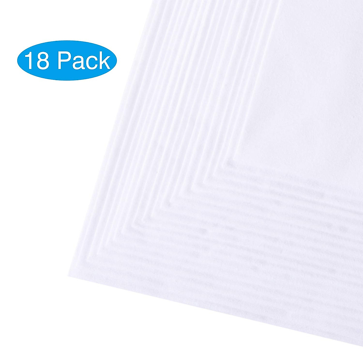 Deviegath Men's Handkerchiefs 18 Pack 100% White Cotton Solid White Hankie