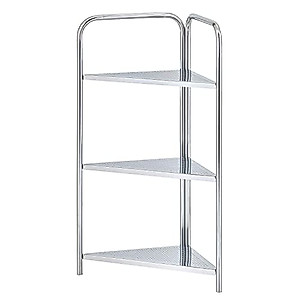 BEEY Narrow Standing Shelf Tower Storage Rack Metal Corner Shelf for Gap Space Laundry Room Kitchen Bathroom (3-Tiers)