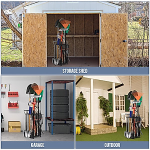 Garden Tool Organizer, Yard Tool Organizer up to 50 Tools, Garage Tool Organization and Storage, Garden Tool Storage, Yard Tool Racks, Tool Stand, Tool Holder for Garage, Shed, Outdoor, Black