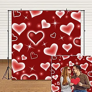 Mocsicka Early 2000s Photography Backdrop Red Heart Photo Backdrop Valentines Heart Stars Valentines Day Party Decoration Newborn Kids Portrait Photo Props