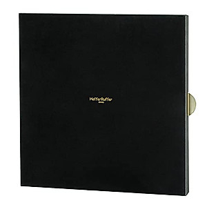 HofferRuffer Extra Large Square Serving Tray, Elegant Faux Leather Ottoman Tray with Gold Hardware Handles, Serve Tea, Coffee or Breakfast in Bed, 23.6 x 23.6 inches (Large Square)