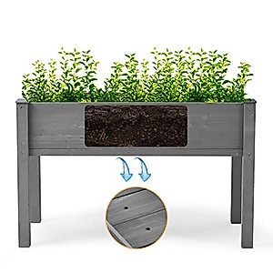 Raised Garden Bed with Legs, 48x24x30'', Outdoor Wood Elevated Planter Box, Grey Cedar, Thick Legs, w/Liner