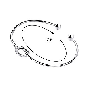 ANBALA Love Knot Bangle Bracelet Bridesmaid Gifts Bracelets, Tie The Knot Cuff Bangle Stretch Bracelet for Bridesmaid, Silver Tone, Set of 8