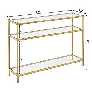 Convenience Concepts Royal Crest Console Table, Clear Glass / Gold