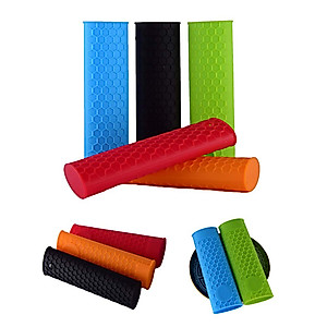 DOITOOL 4Pcs Silicone Hot Handle Holder Sleeve Heat Resistant Cover Rubber Pot Handle Sleeve for Frying Pans Griddles Sleeve (Black)