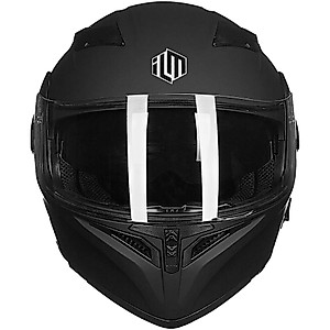 ILM Bluetooth Motorcycle Helmet Modular Flip up Full Face Dual Visor Mp3 Intercom FM Radio DOT Model 902BT(Matte Black, XL)