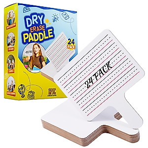 Epic Creations Dry Erase Paddles - 24 Pack 8.11 x 6.14 Inches - Double Sided Handheld Whiteboard - Dry Erase Signs - Hand Held White Board - Auction Paddles - White Board Paddles,Hand Dry Erase Board