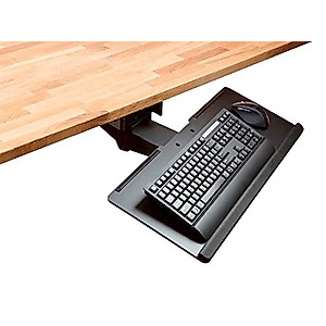 Monoprice Adjustable Ergonomic Keyboard Tray – Black, With a 26.4 x 10in Full Size Platform, Extends Min 18.2in / Max 30.8in - Workstream Collection